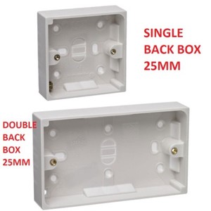 25mm Wall Pattress Back Box for 13 Amp Socket Single or Double 1 or 2 ...