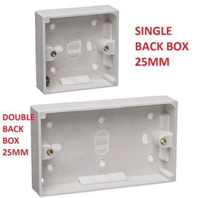 25mm Wall Pattress Back Box for 13 Amp Socket Single or Double 1 or 2 ...