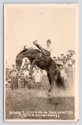 RPPC Buddy Timmons Bareback Bronc Riding Rodeo Jack Dempsey Doubleday ...