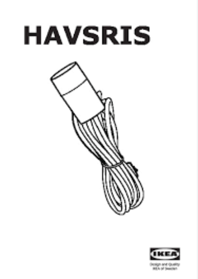 IKEA HAVSRIS light pendant Plug-in Cord set with switch, Black 15 ' 5 ...