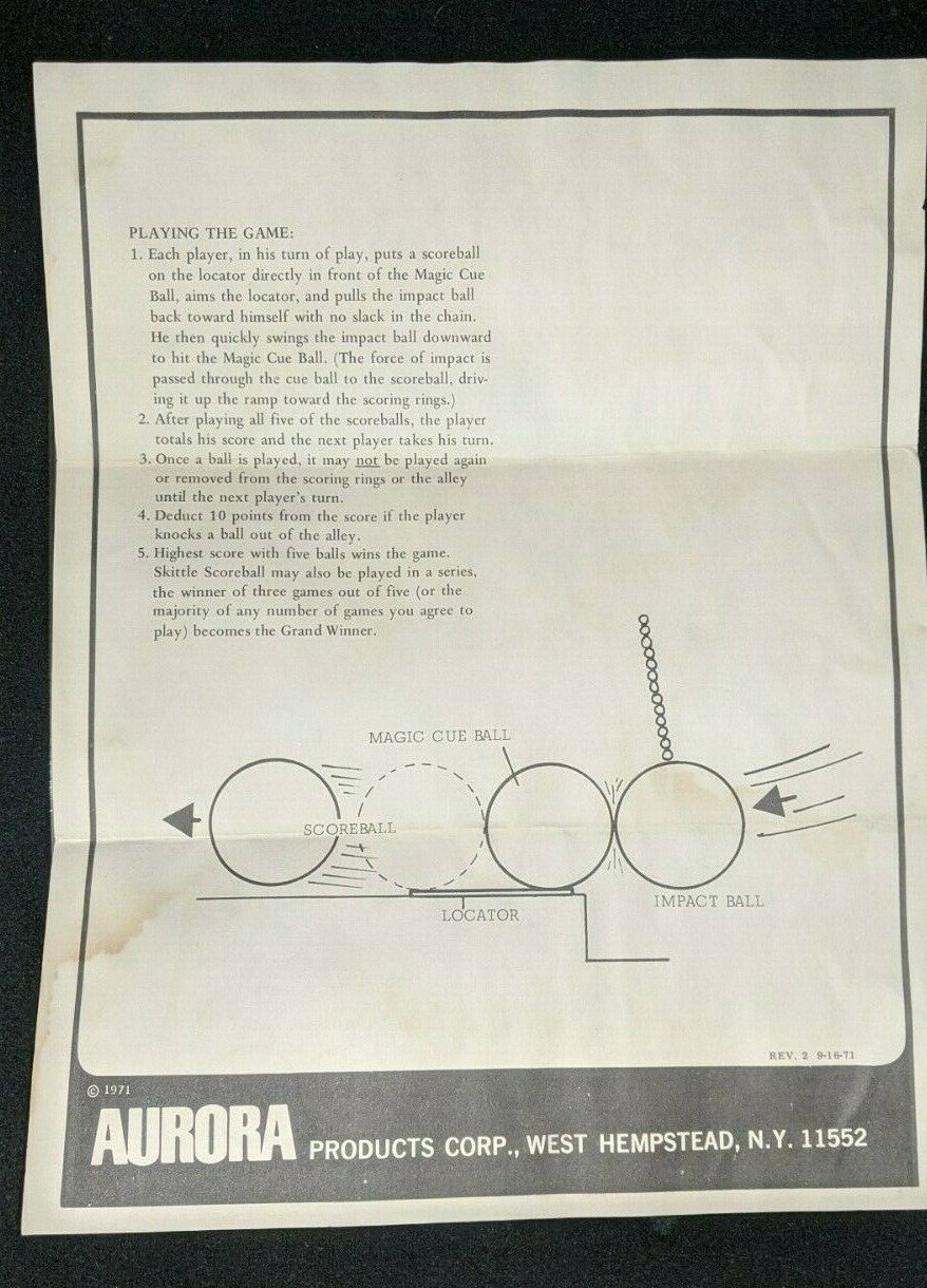 Aurora Skittle Score~Ball original instruction sheet 1971 | eBay