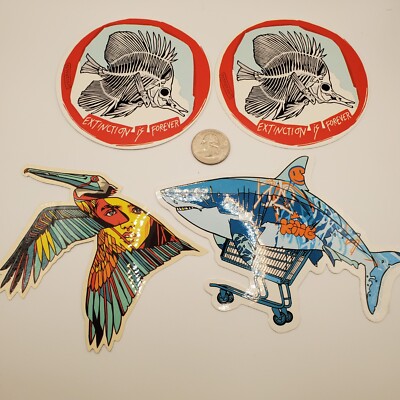 Tyler Stout Extinction is Forever Shark Stickers 4x Lot Pros Cons XII ...