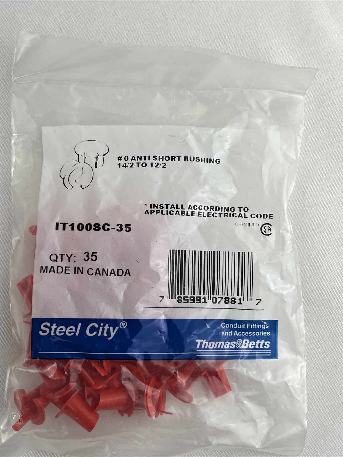 Thomas & Betts No. #0 Anti Short Conduit Bushing 14/2 to 12/2 Pack of ...