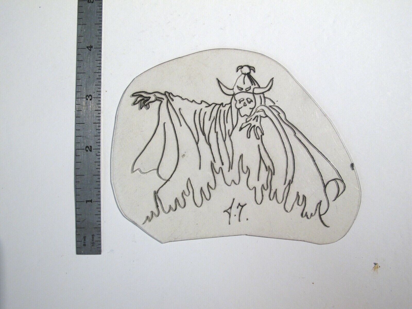 vtg 1960s 1970s Tattoo Flash acetate stencil Fire Conjuring Reaper REP2 ...