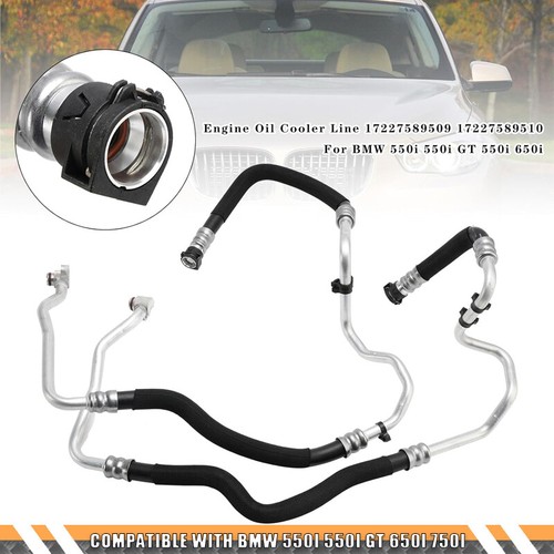 2x Engine Oil Cooler Line for BMW 550i 550i GT 650i 750i 17227589510 ...