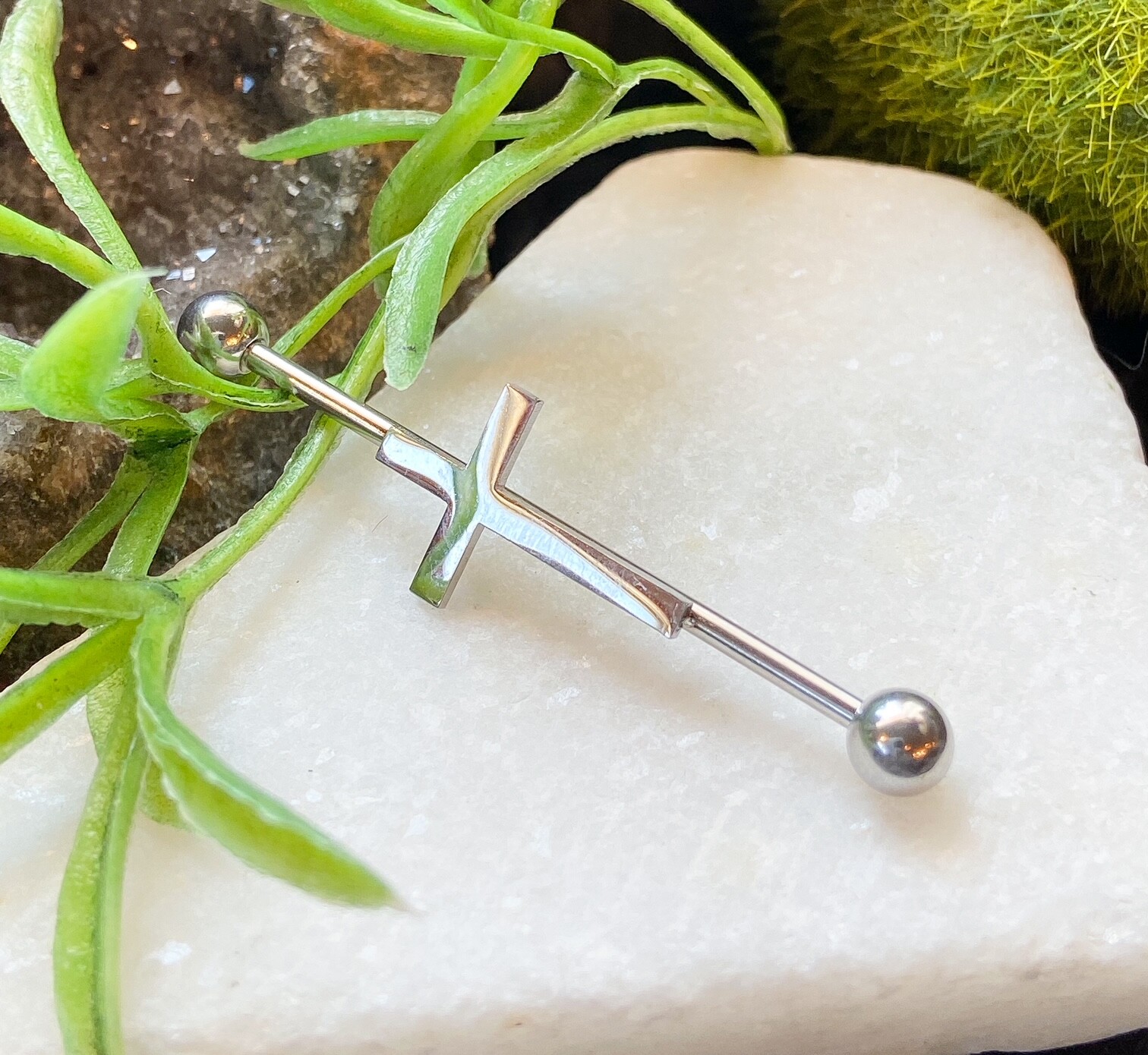 1pc Cross Style 14g Industrial Barbell Pierced Body Ear Piercing ...