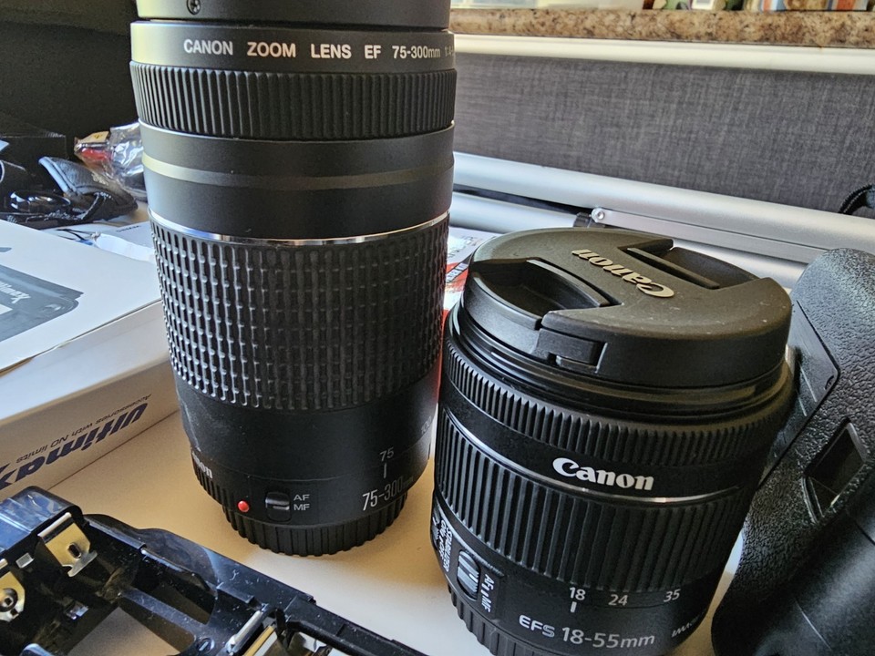 Canon EOS 90D DSLR Camera with Shutter, 3 Lenses, 3 Batteries, and ...