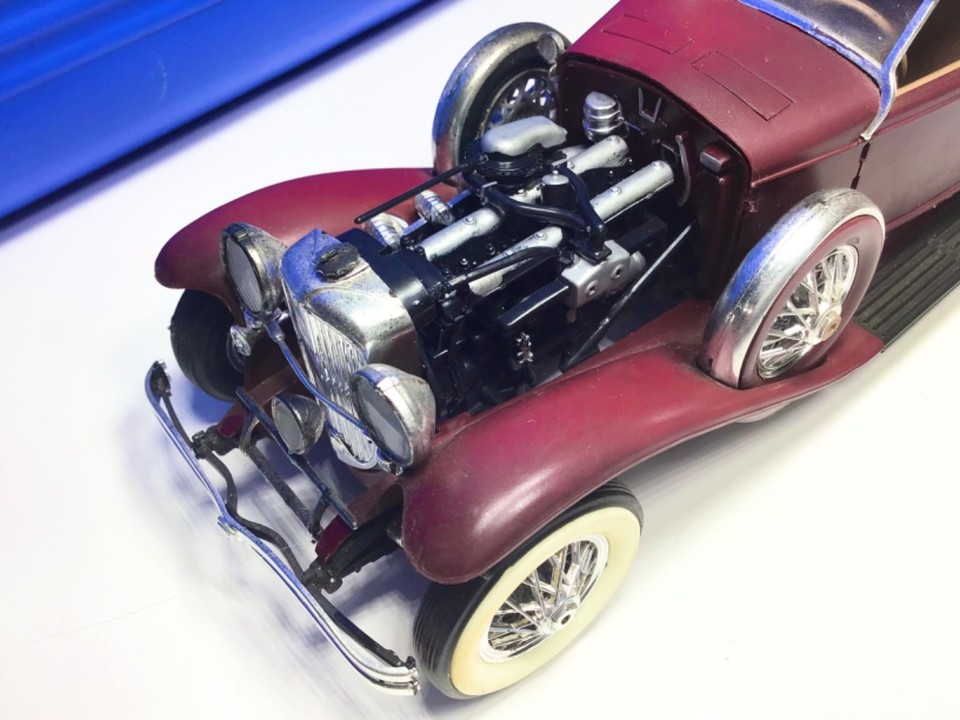 BUILT MODEL CAR VINTAGE Duesenberg SJ Roadster UNPAINTED RESTORE ...