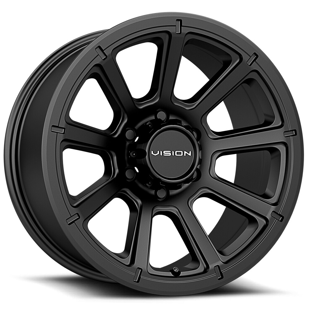 (Set of 4) Vision 353 Turbine 17x8.5 5x5" -6mm Matte Black Wheels Rims ...