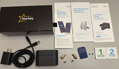 2 STARKEY GENESIS AI 24 RIC RT RECHARGEABLE WITH CHARGER - NEWEST ...