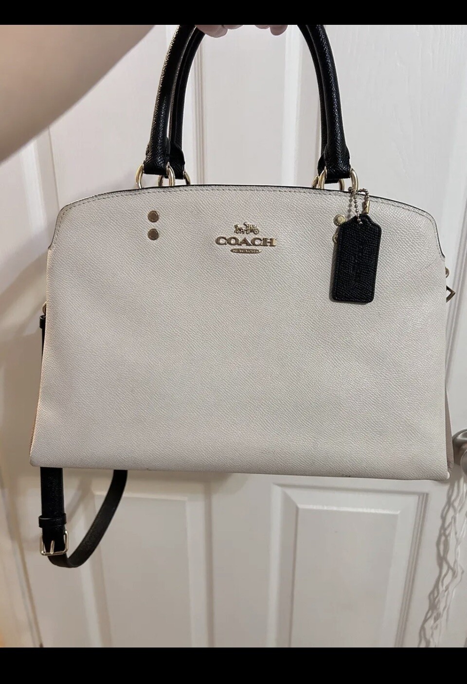 COACH Lillie Color Block Black Tan Chalk Leather Carr… - Gem