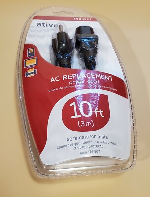 Ativa AC Replacement Power Cord 10ft New Item 174-267 Sealed | eBay