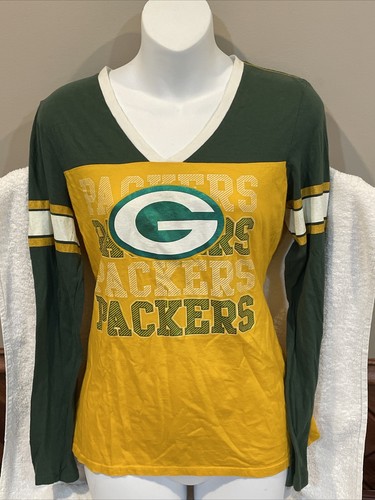 CUTE Green Bay Packers Women's Sz Md Multi-Color Long Sleeve T-Shirt ...