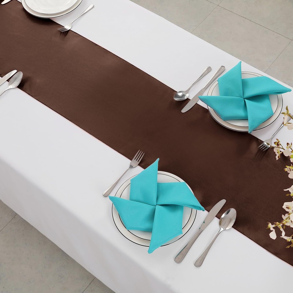 12 Pack Brown Satin Table Runner 12 x 108 Inch Smooth Table Runners for ...
