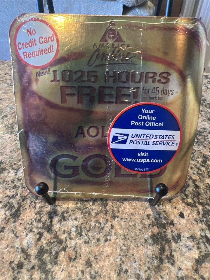 AOL 7.0 Gold 1025 Hours USPS Sticker Factory Sealed CD Computer ...