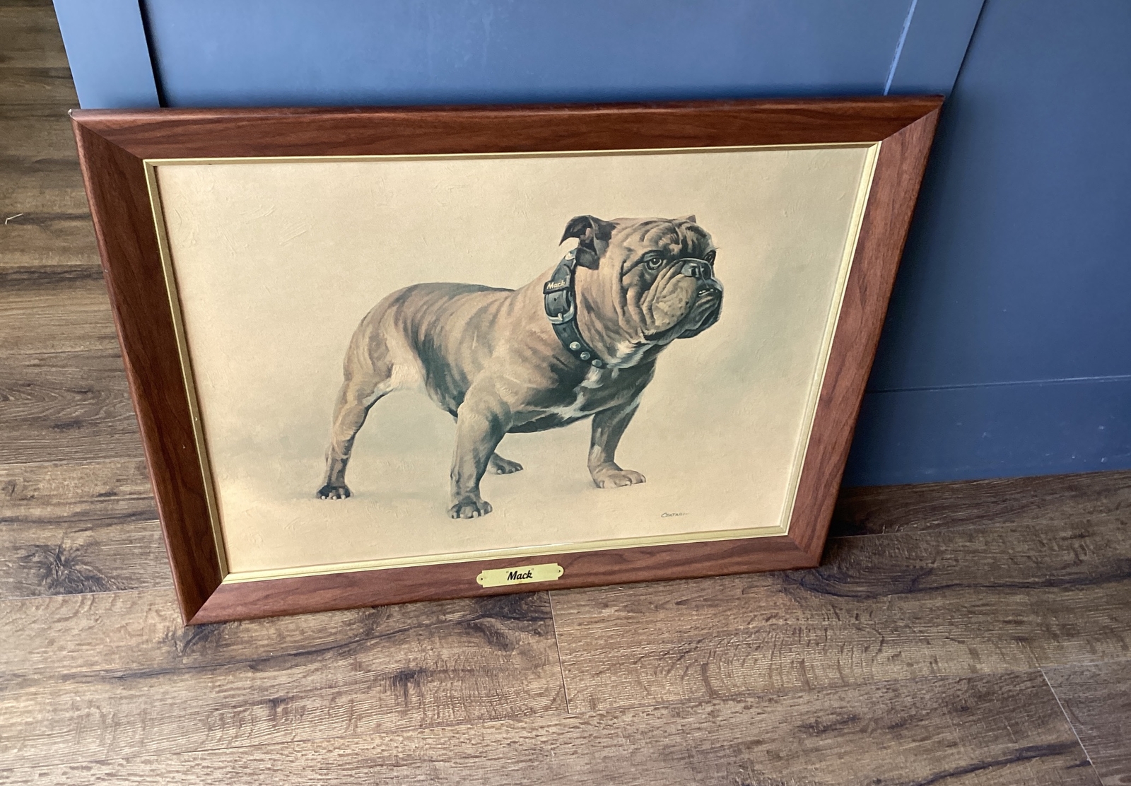Rare Vintage 1960S MACK TRUCK BULLDOG CANVAS PAINTING/ PRINT Framed by ...
