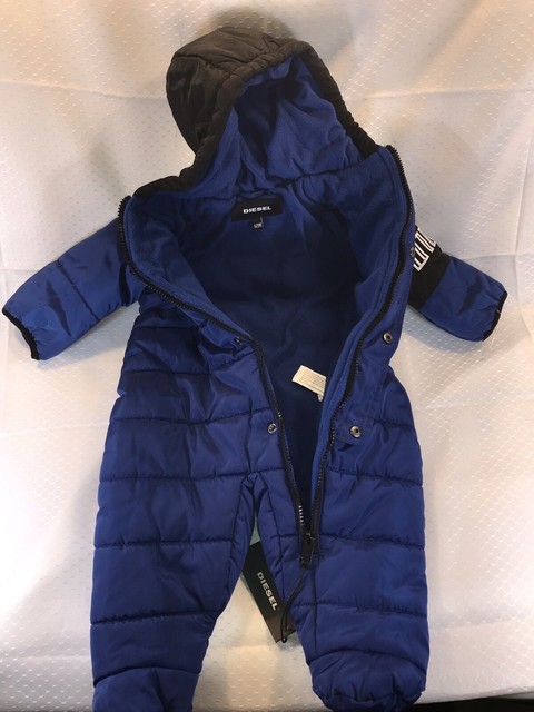 Diesel Boys Infant Snowsuit Pram Blue Black Fleece Lined 6-9 Months ...