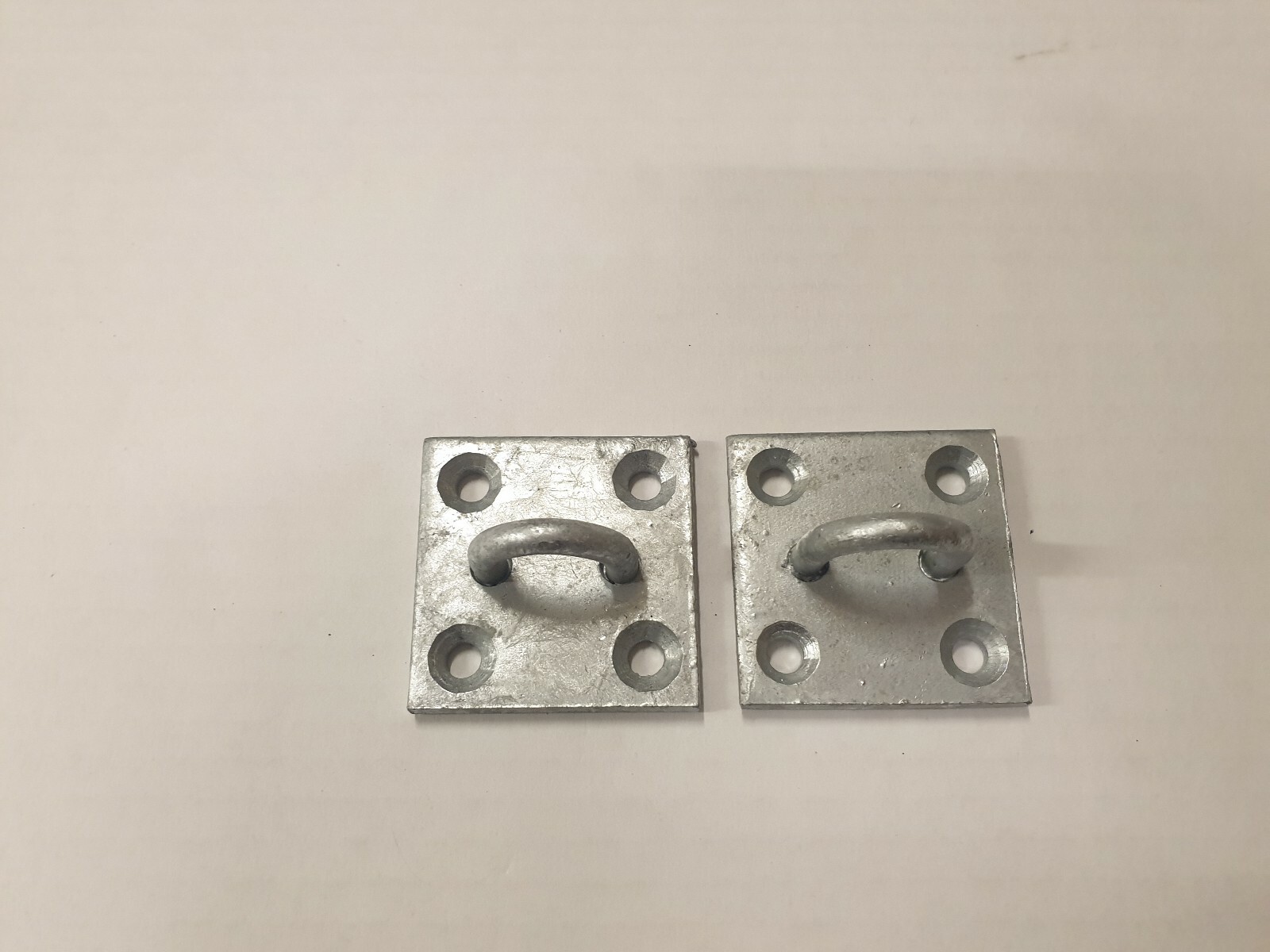 2 x Galvanised Staple on Plate - Eye Plate - garden - Mooring - gate ...