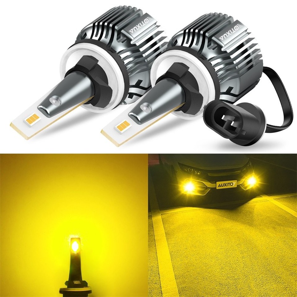 2PCS 880 899 LED Fog Light Bulbs 3000K Golden 300% Brightness Can-Bus ...