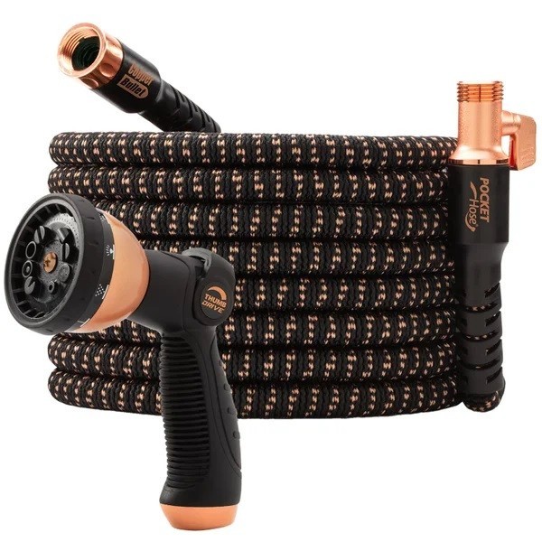 Pocket Hose Copper Bullet 50ft, 100ft w/ Thumb Spray Nozzle - Choose ...