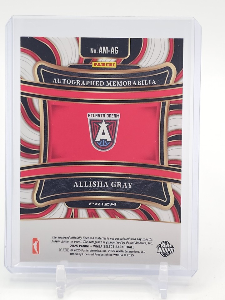 ALLISHA GRAY 2025-26 SELECT PRIZM AUTO SILVER PATCH #AM-AG ATLANTA ...