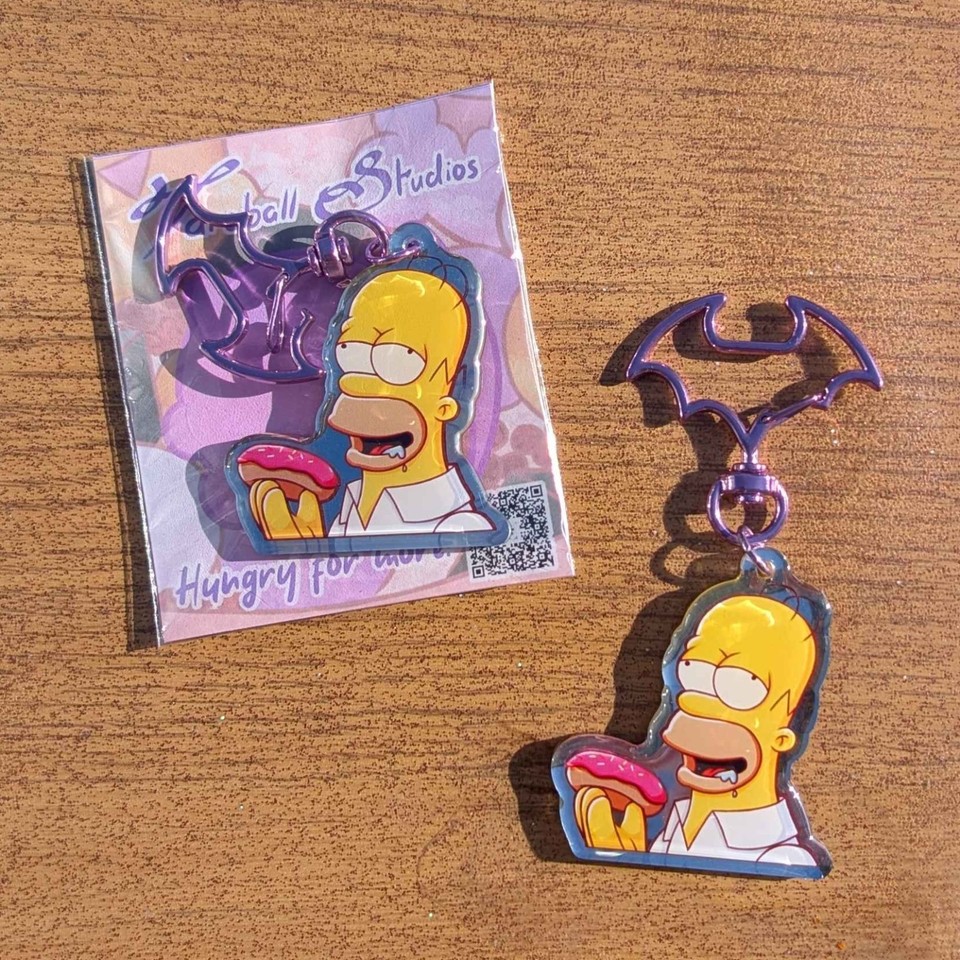 Homer Art Keychain from The Simpsons, double sided, 2 inches | eBay UK