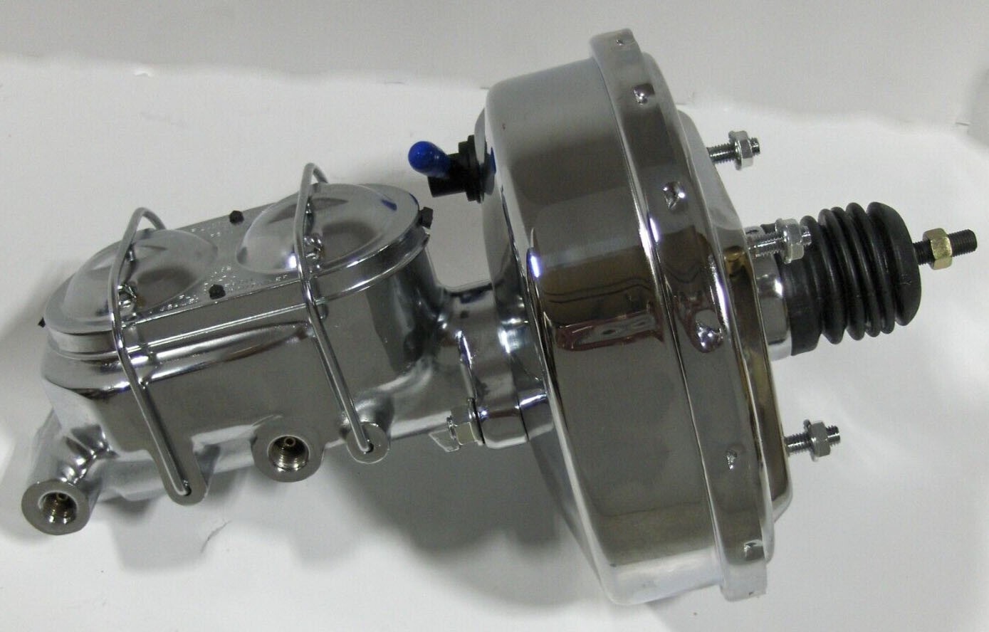 9" Chrome Universal Brake Booster with 1" Bore Bail Top Master Cylinder ...