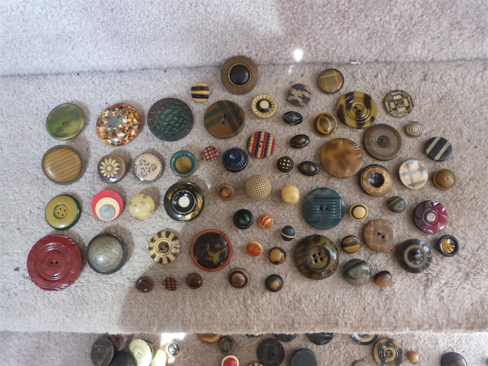 160+ antique vintage button lot celluloid mix styles shapes colors art ...