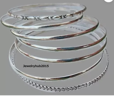 Beautiful Silver Bangle Set! Handmade Solid 925 Sterling Silver Bangle ...