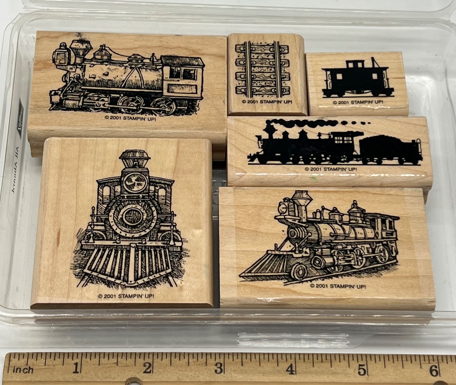 Stampin Up All Aboard Train 2001 Wood Rubber Stamps Set of 6 | eBay
