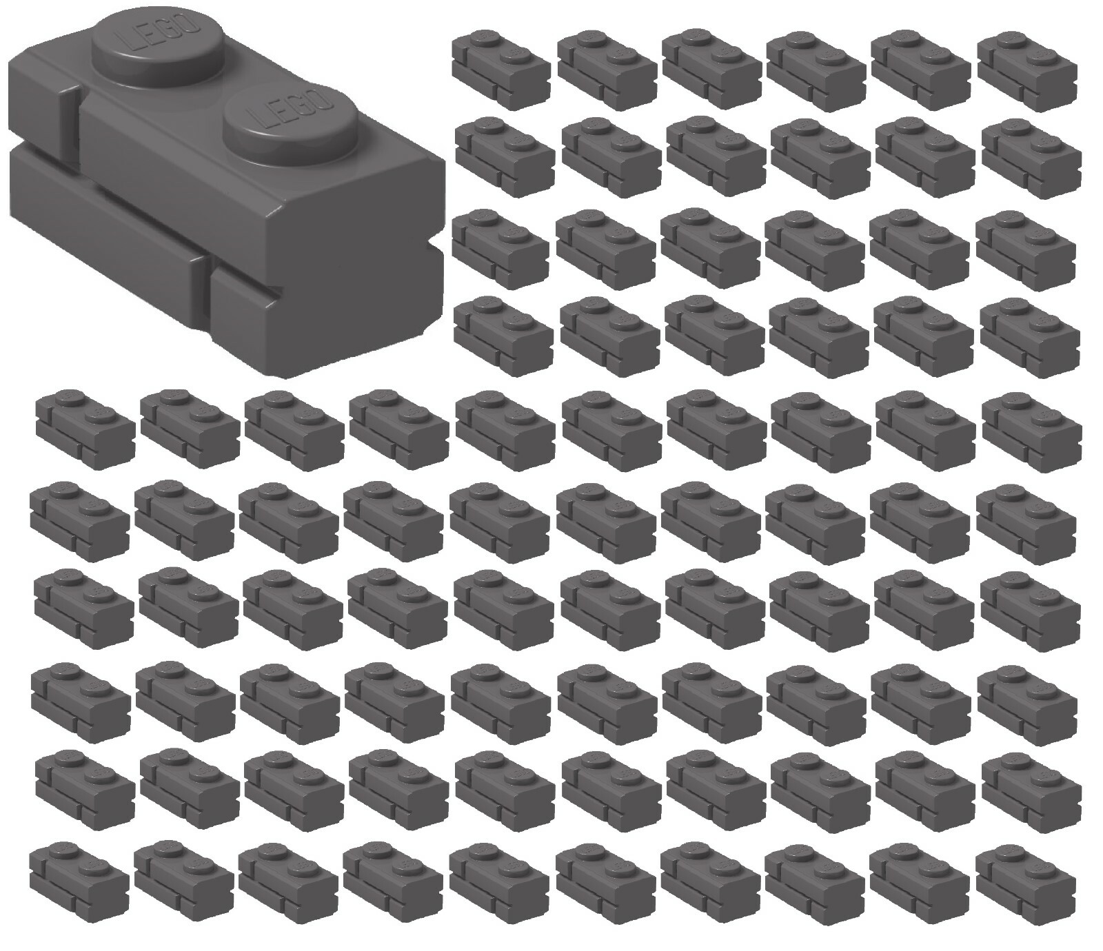 ☀️100x NEW LEGO 1x2 DARK BLUISH GRAY Modified Masonry Profile Bricks ...