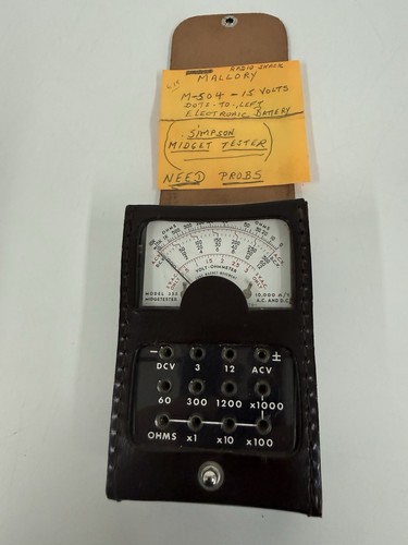 Vintage Simpson Model 355 Analog Midgetester Volt Ohm Meter Black with ...