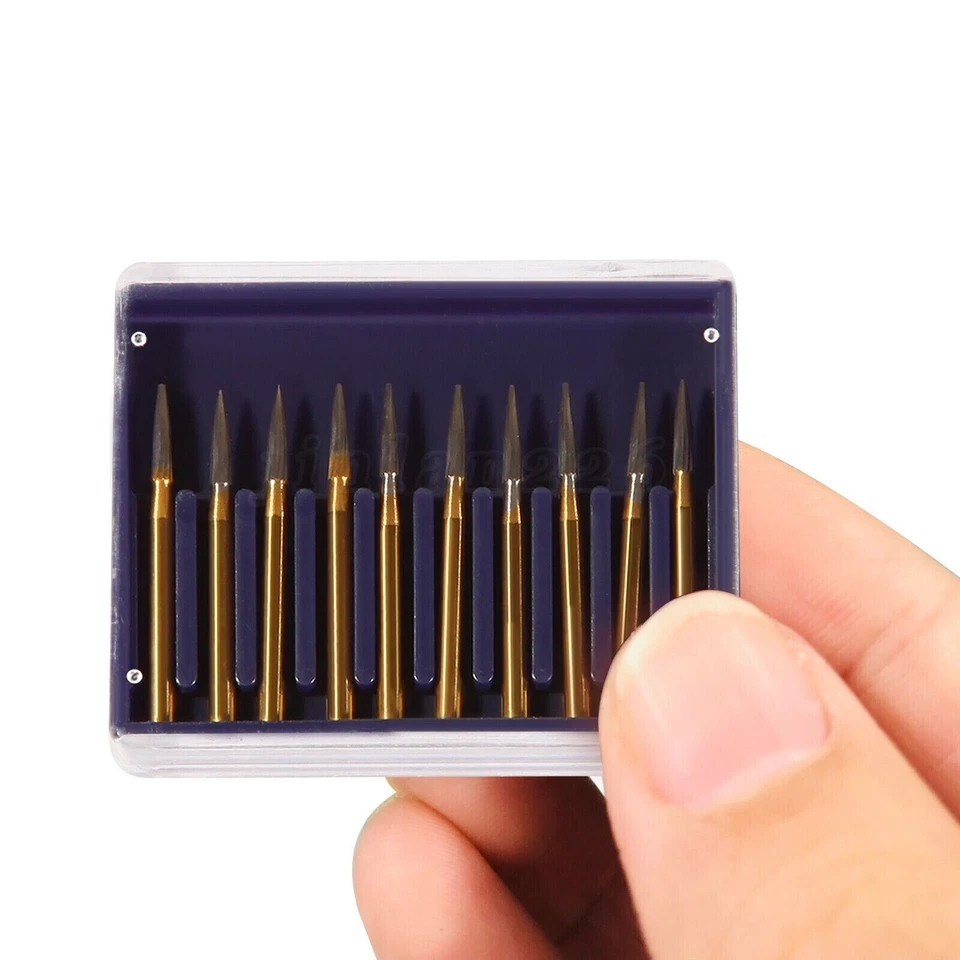 10PCS Dental Trimming & Finishing Gold Burs Carbide Bur For High Speed ...