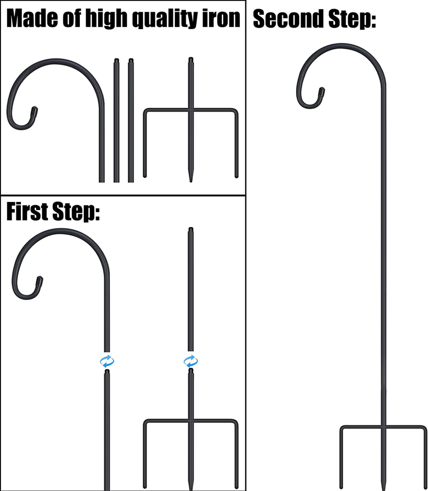 Adjustable 32 Inch Shepherd Hooks Thick Rust Resistant Steel Shepard ...