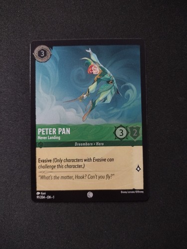 Disney Lorcana TCG Peter Pan Never Landing 91/204 FOIL/HOLO | eBay