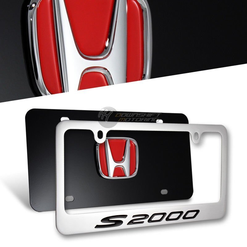 Red 3D HONDA S2000 Front + Back Stainless Steel License Plate Frame ...
