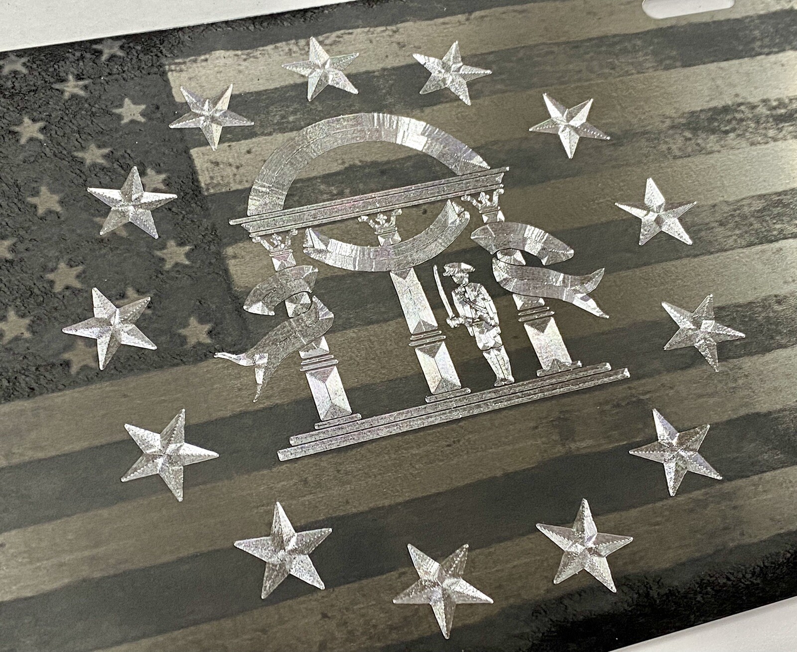 Diamond Etched Georgia GA State & Laser US Flag License Plate Metal Car ...