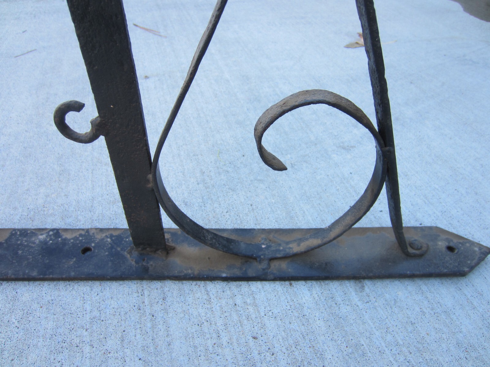 large antique HAND FORGED WROUGHT IRON double sided SIGN HANGER BRACKET ...