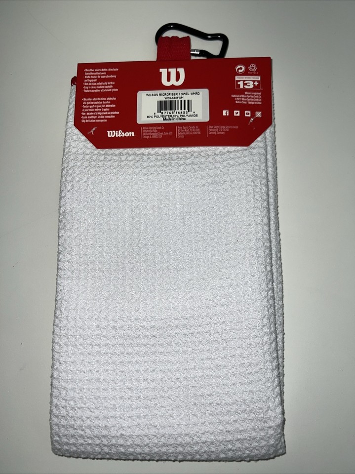 WILSON TRI-FOLD GOLF TOWEL MICROFIBER 16X21 INCH POLYESTER WHITE | eBay