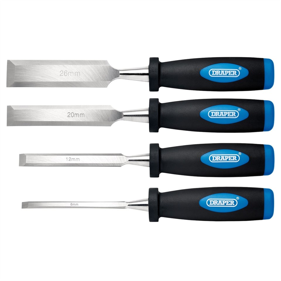 Draper 83351 Soft Grip Bevel Edge Wood Chisel Set 4 Piece | eBay