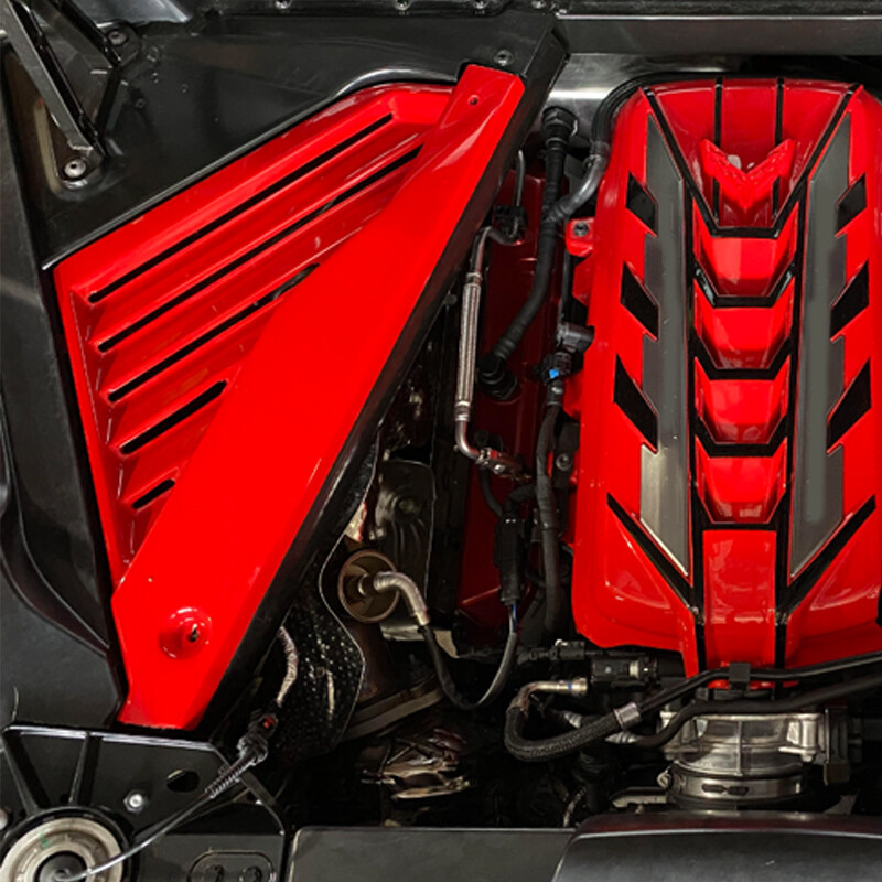 Gloss Red Engine Covers Engine Bay Panel Trim Cover 2X For Corvette C8 ...