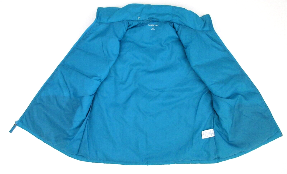 Lands’ End Womens Full Zip Down Puffer Vest Sz LARGE 14-16 Turquoise | eBay