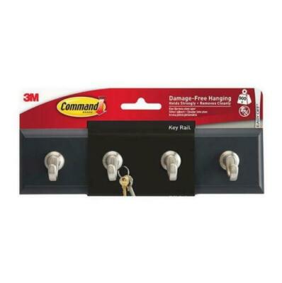 3M Command NEW Key Rail With Strips Damage-Free Hanging 4 HOOKS & 6 ...