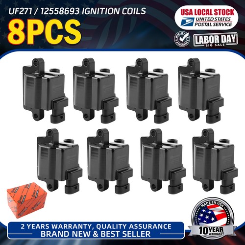 Set of 8 Square Ignition Coils UF271 12558693 For Chevy GMC 4.8L 5.3L 6 ...