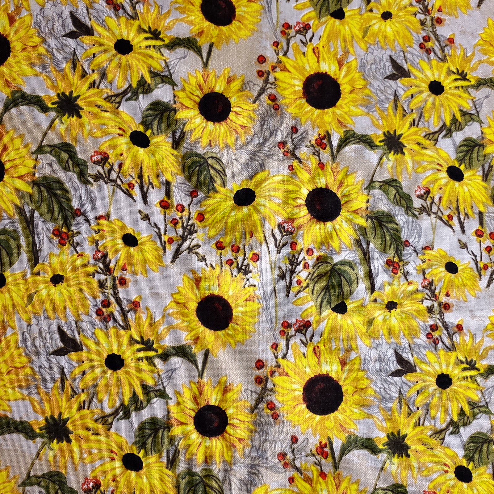 Sunflowers Fabric 100% Cotton FQ HY BTY By the Yard FALL Harvest ...