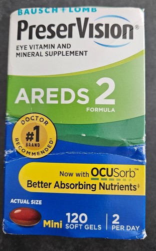 PreserVision Areds 2, 120 Mini Soft Gels , Exp 11/25 Damaged, Sealed ...