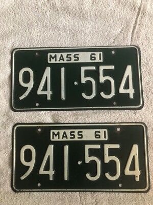1961 Mass License Plates - Original Excellent Condition - Matching Set ...