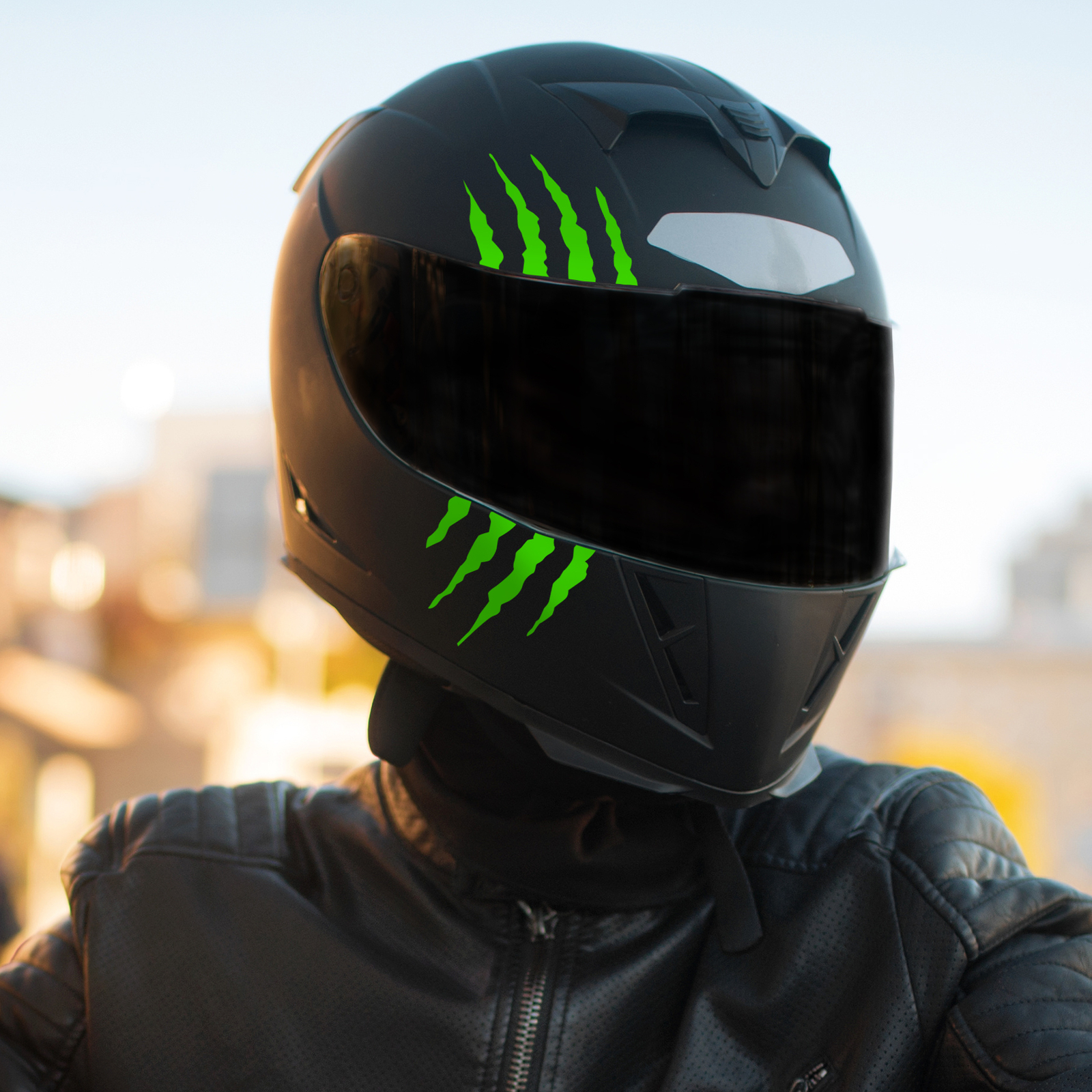 Aufkleber Monster Kralle Kratzer Motorradhelm Helm Sticker Neon Grün ...