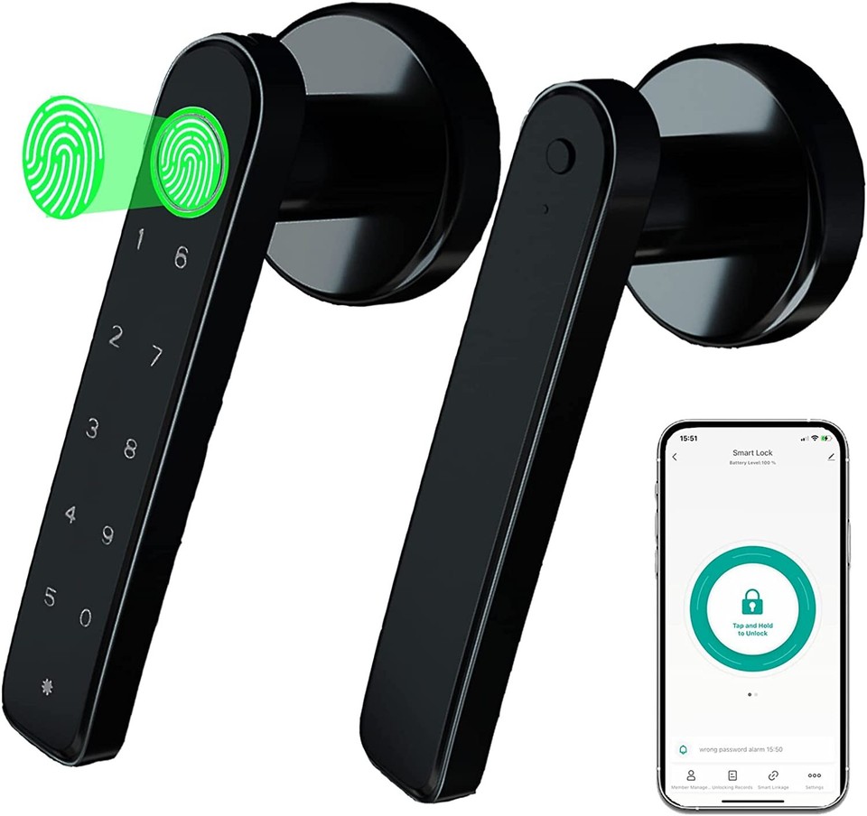 Fingerprint Smart Door Lock APP Control Biometric Door Lock with Handle ...