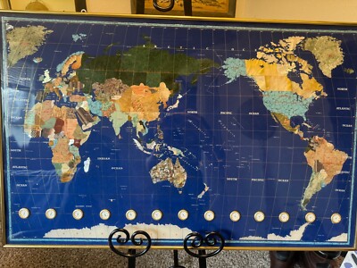 Large precious gemstone world map with geniue lapis lazuli | eBay